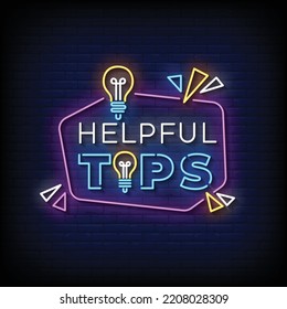 Neon Sign Helpful Tips Brick Wall Stock Vector (Royalty Free ...
