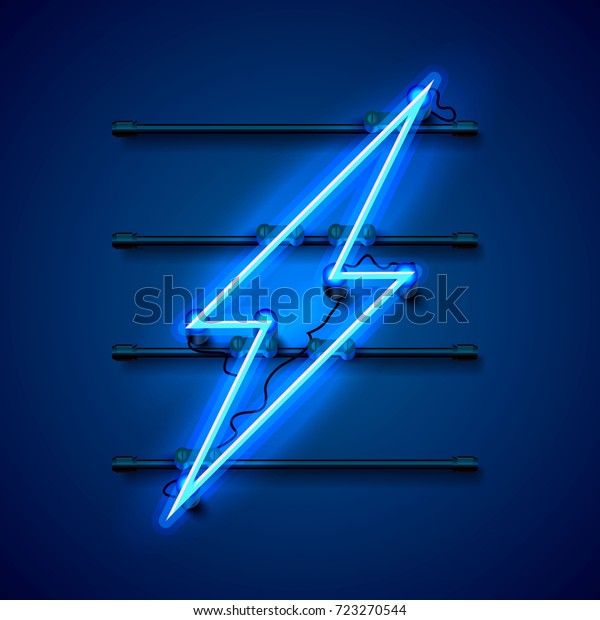 Signe néon de panneau d'éclair sur : image vectorielle de stock (libre ...