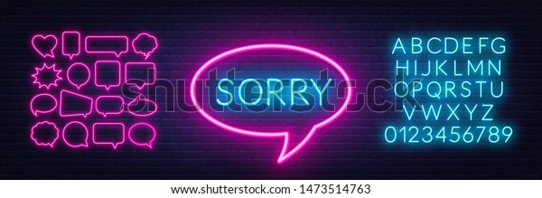 Neon Sign Sorry Set Neon Speech Stock Vector (Royalty Free) 1473514763 ...