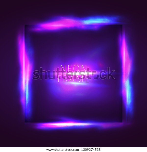 Neon Sign Square Frame Glowing Light Stock Vector (Royalty Free ...