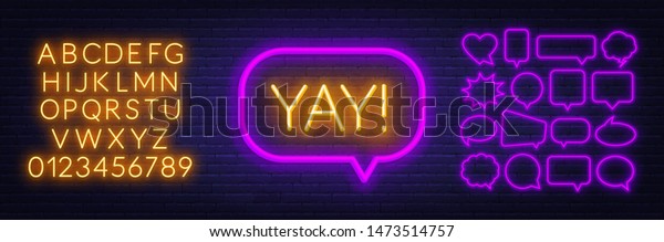 Neon Sign Yay Frame On Dark Stock Vector (Royalty Free) 1473514757 ...
