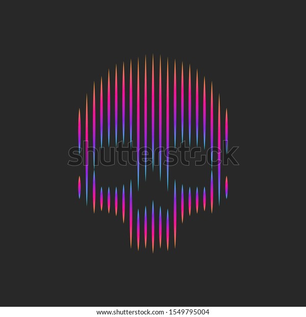 Neon Skull Logo Artwork Striped Pattern Stock Vector (Royalty Free ...