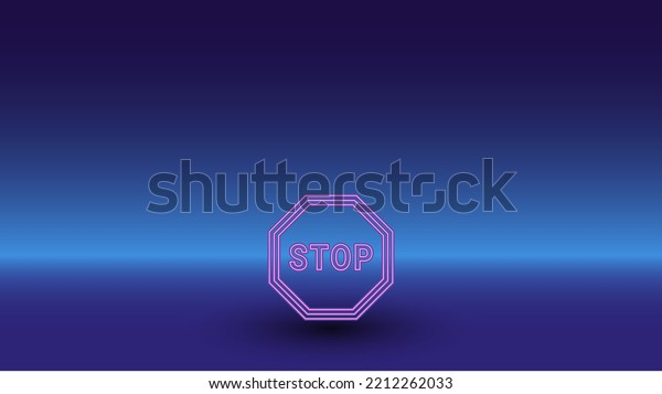 Neon Stop Road Symbol On Gradient Stock Vector (Royalty Free ...
