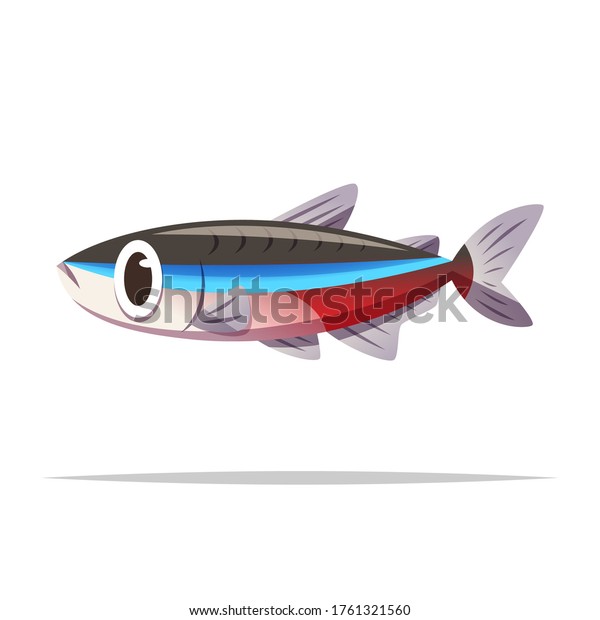 Neon Tetra Fish Cartoon Vector Isolated Stock Vector (Royalty Free ...