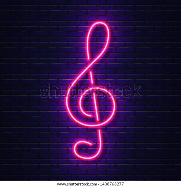 Neon Treble Clef Neon Musical Note: vector de stock (libre de regalías ...