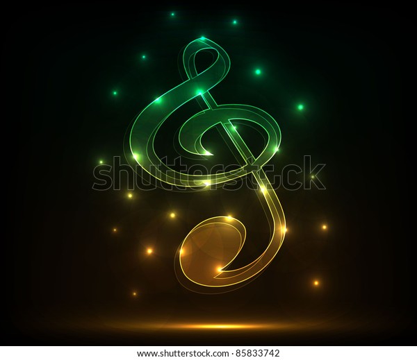 Neon Treble Clef Vector Illustration: vector de stock (libre de ...
