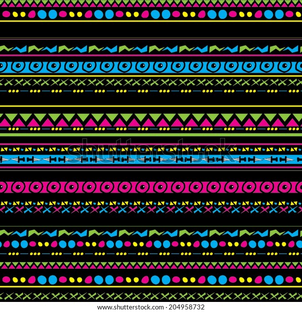 Neon Tribal Seamless Repeat Stock Vector (Royalty Free) 204958732