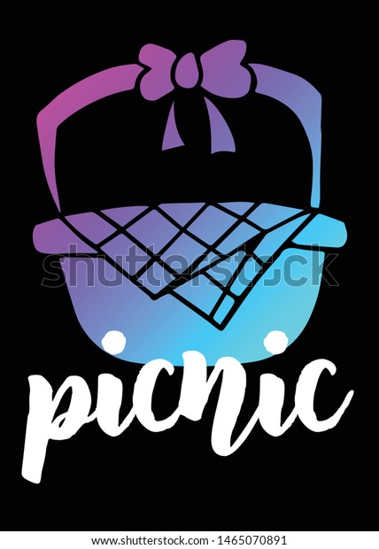 Neon Vector Illustration Picnic Text Typography Stock Vector (Royalty ...