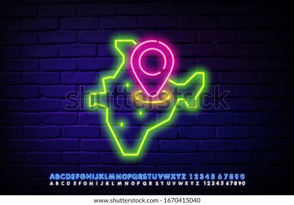 Neon Vector Map India Neon Sign Stock Vector (Royalty Free) 1670415040 ...