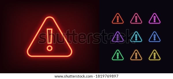 Neon Warning Icon Glowing Neon Warning Stock Vector (Royalty Free ...