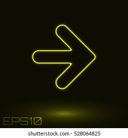 Realistic Neon Arrow Glowing Yellow Abstract Stock Vector (Royalty Free ...