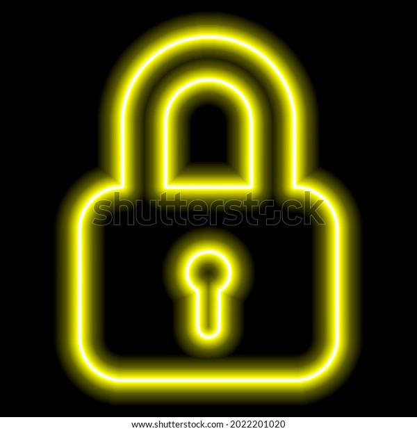 Neon Yellow Outline Padlock On Black Stock Vector (Royalty Free ...