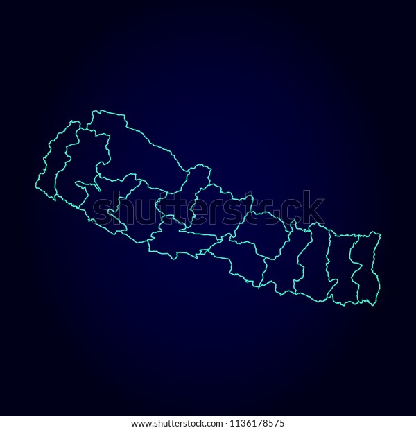Nepal Map Blue Glitter Outline Sparkling Stock Vector (Royalty Free ...