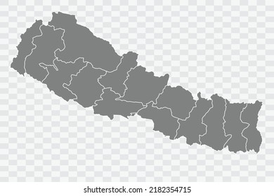 Nepal Map Grey Color On White Stock Vector (Royalty Free) 2182354715 ...