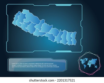 Nepal Map Infographic Technology Blue Color Stock Vector (Royalty Free ...