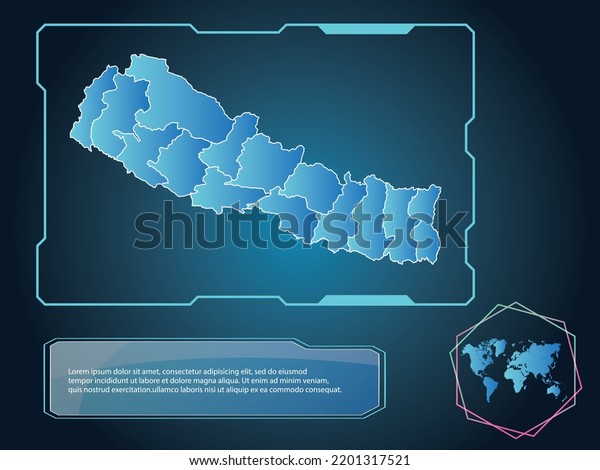 Nepal Map Infographic Technology Blue Color Stock Vector (Royalty Free ...