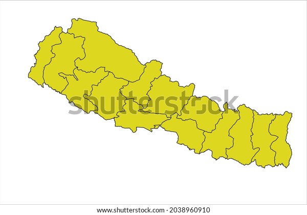 Nepal Map Yellow Color On White Stock Vector (Royalty Free) 2038960910 ...