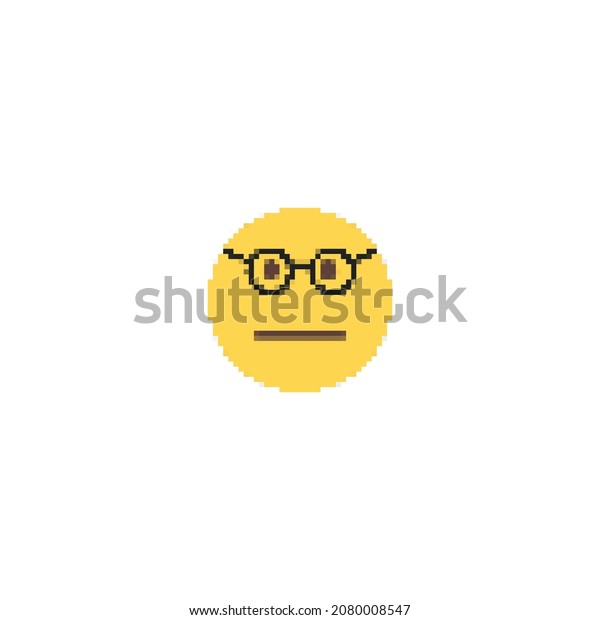 Nerd Emoticon Pixel Art Icon Stock Vector (Royalty Free) 2080008547