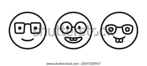 Icono de emoji de cara nerviosa -emoticono inteligente con gafas- a ...