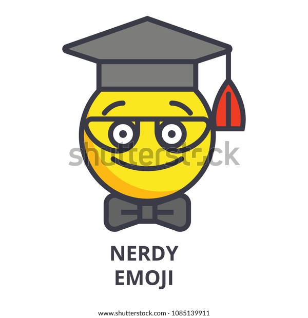 Nerdy Student Emoji Vector Line Icon Stock Vector (Royalty Free) 1085139911
