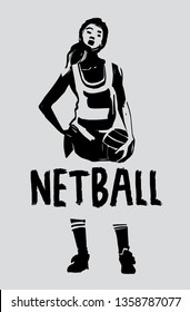 Netball Player Ball Her Hands Stock Vector (Royalty Free) 1358787077