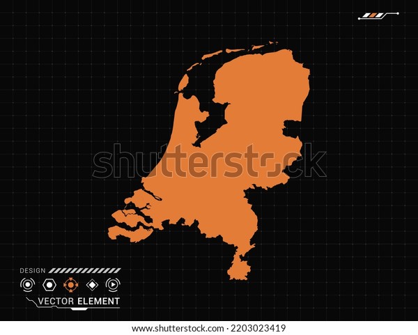 Netherland Map Orange Digital Frame Hud Stock Vector (Royalty Free ...
