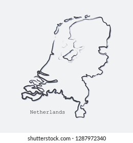 Netherlands Country Map Line Shape Brush Stock Vector (Royalty Free ...