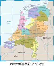 French Map France Colorized Departments Prefectures: vector de stock ...