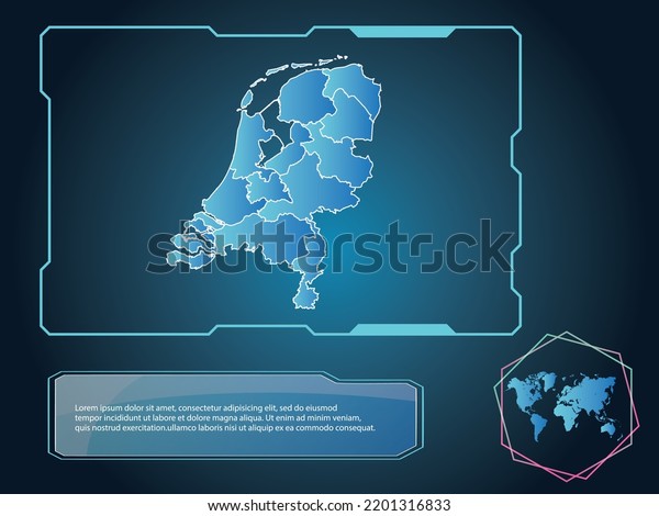 Netherlands Map Infographic Technology Blue Color Stock Vector (Royalty ...