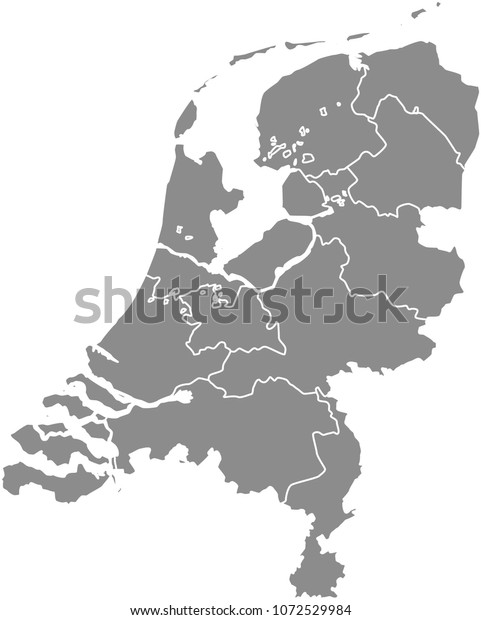 Netherlands Map Vector Outline Illustration Provinces Stock Vector ...