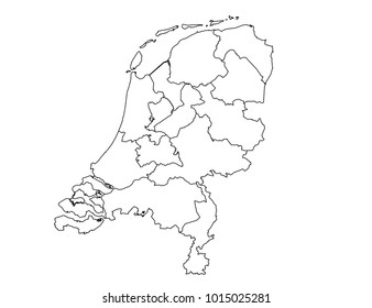 Netherlands Outline Map Detailed Isolated Vector: เวกเตอร์สต็อก (ปลอด ...