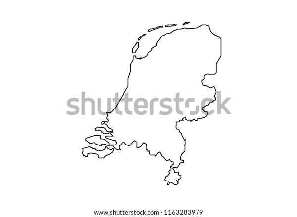 Netherlands Outline Map National Borders Country Stock Vector (Royalty ...