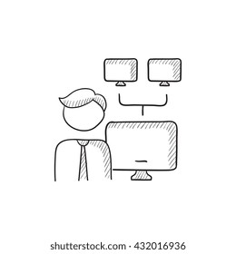 Network Administrator Vector Sketch Icon Isolated Stock Vector (Royalty ...