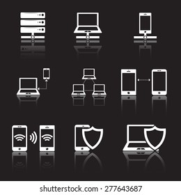 Network Network Connections White Icons Set Stock Vector (Royalty Free ...