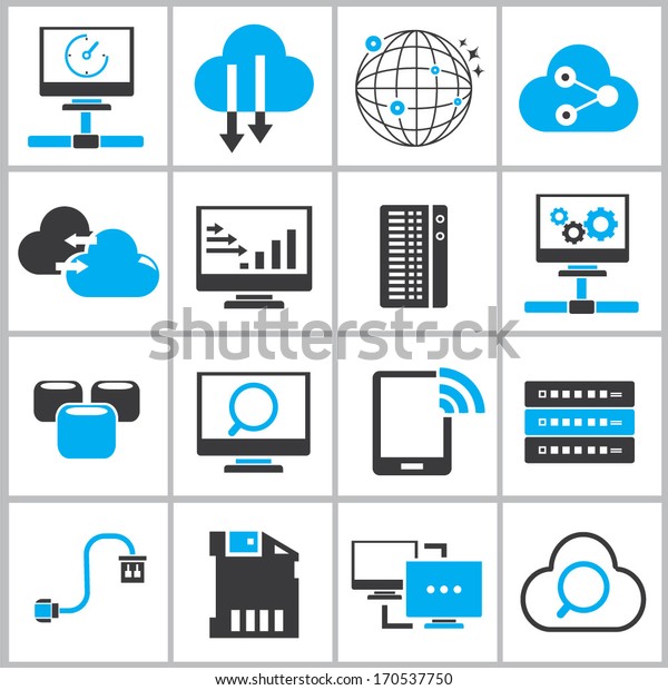 Network Device Icons Black Blue Color เวกเตอร์สต็อก (ปลอดค่าลิขสิทธิ์ ...