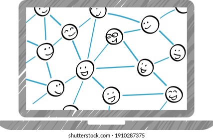 Network Figure By Social Connection Laptop Stock Vector (Royalty Free ...