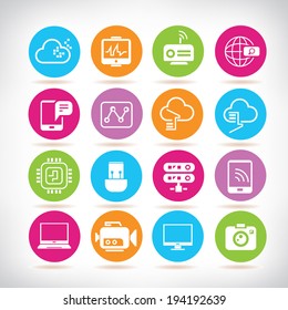 Network Icons Electronic Device Icons Set Stock Vector (Royalty Free ...