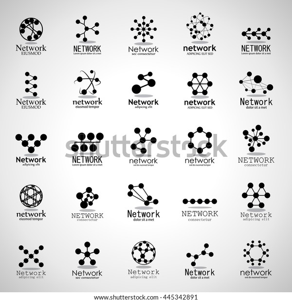 Network Icons Set Isolated On Gray Stock Vector (Royalty Free ...