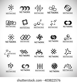 Network Icons Setisolated On Gray Backgroundvector 스톡 벡터(로열티 프리 ...