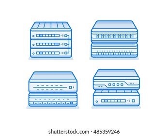 Network Devices Icon Set Internet Service: เวกเตอร์สต็อก (ปลอดค่า ...