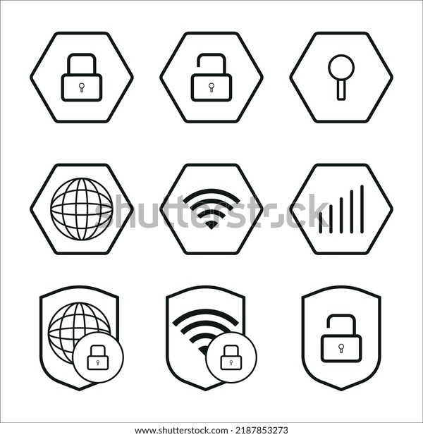 Network Security Icon Set On White Stock Vector (Royalty Free ...