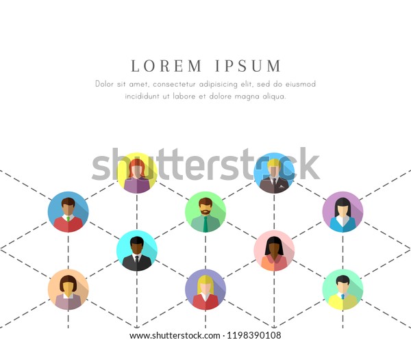 Networking Diverse People Connected By Dotted Stock Vector (Royalty ...