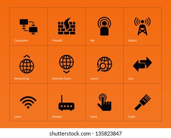 Networking Icons On Orange Background Vector Stock Vector (Royalty Free ...