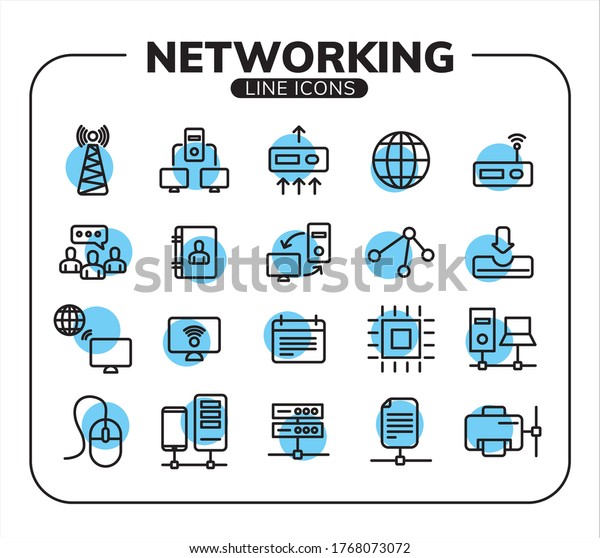 Networking Line Icon Set Infographic Projects Stock Vector (Royalty ...