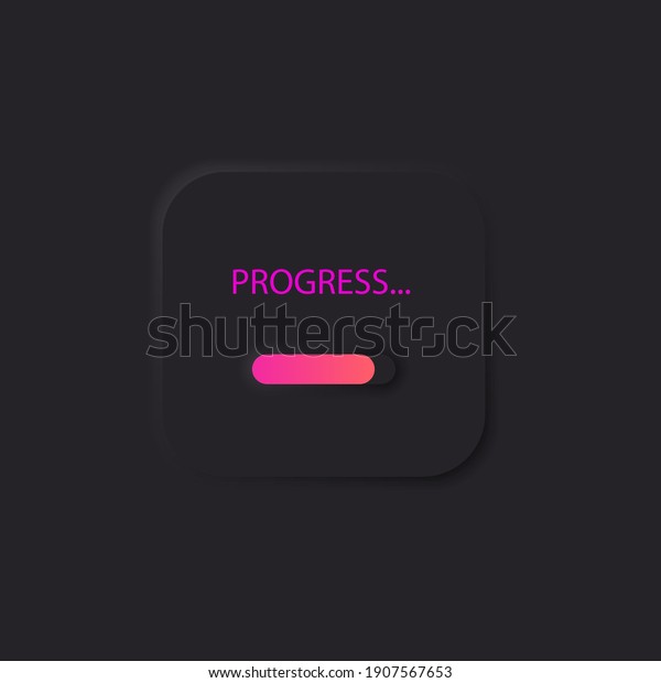 Vektor Stok Neumorphic Pink Progress Bar Diagram Dark (Tanpa Royalti ...