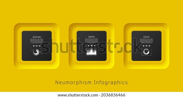 Neumorphism Infographics Template Chart Diagram Web Stock Vector ...