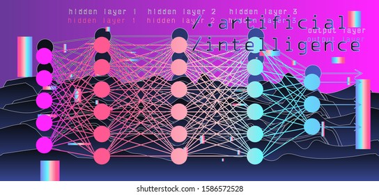 Neural Network Graphic Scheme Charts Graphs Stock Vector (Royalty Free ...