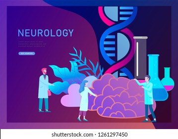 Neurology Genetics Concept Flat Style Little Stock Vector (Royalty Free ...