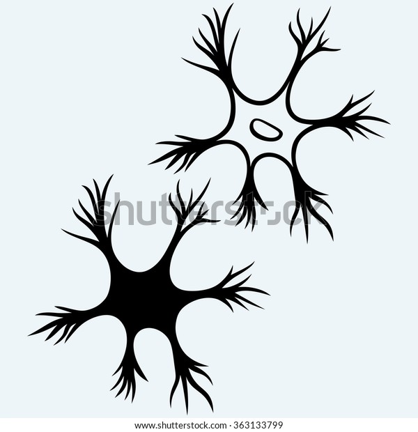 Neuron Icon Isolated On Blue Background Stock Vector (Royalty Free ...