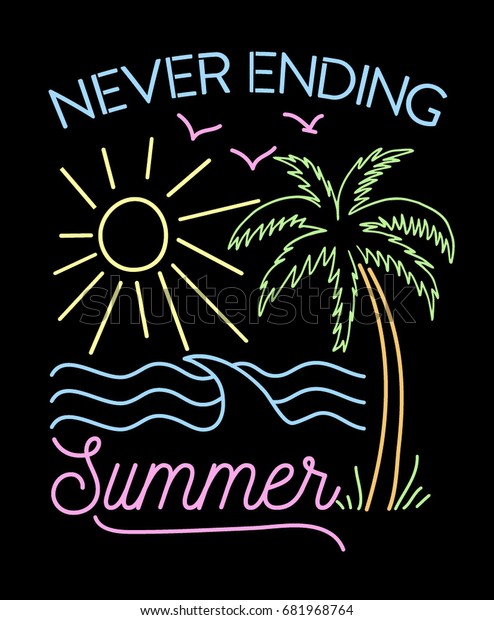 Never Ending Slogan Graphic Neon Style Stock Vector (Royalty Free ...